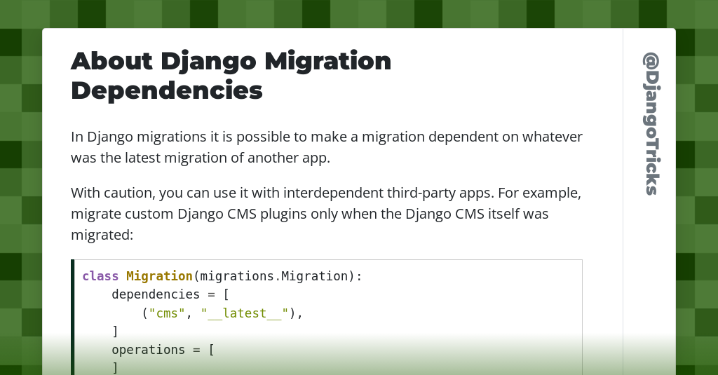 About Django Migration Dependencies - DjangoTricks