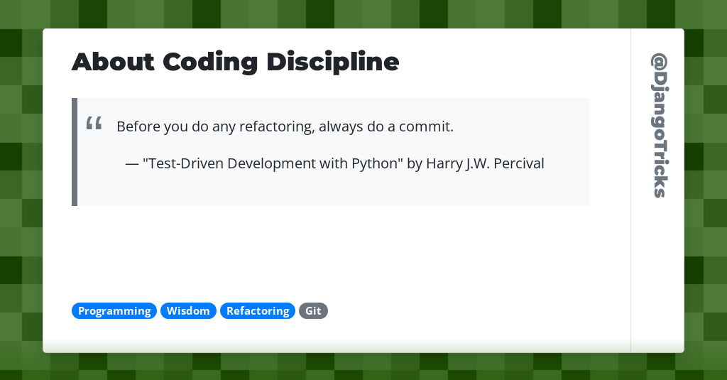 About Coding Discipline - DjangoTricks