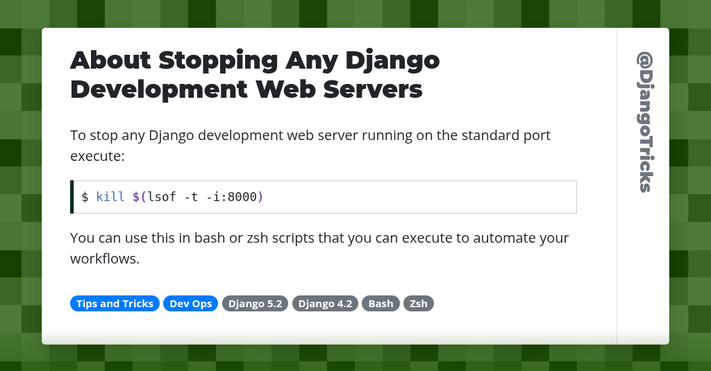 About Stopping Any Django Development Web Servers - DjangoTricks