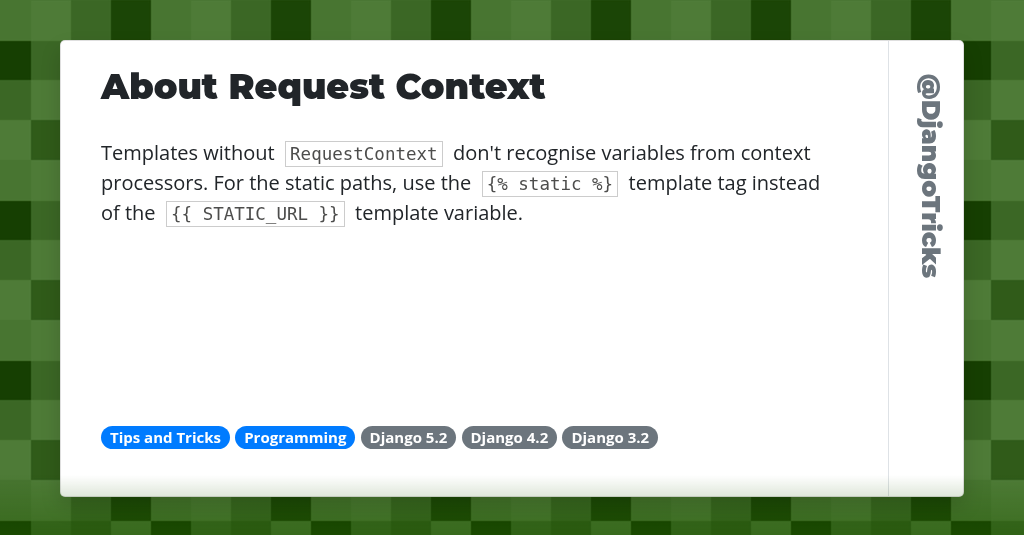 About Request Context - DjangoTricks