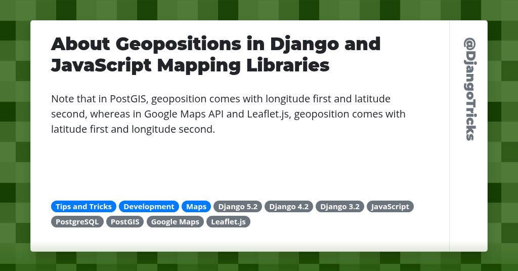 About Geopositions in Django and JavaScript Mapping Libraries ...