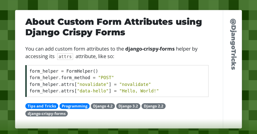 About Custom Form Attributes using Django Crispy Forms - DjangoTricks