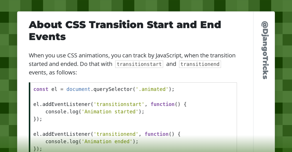 About CSS Transition Start and End Events - DjangoTricks
