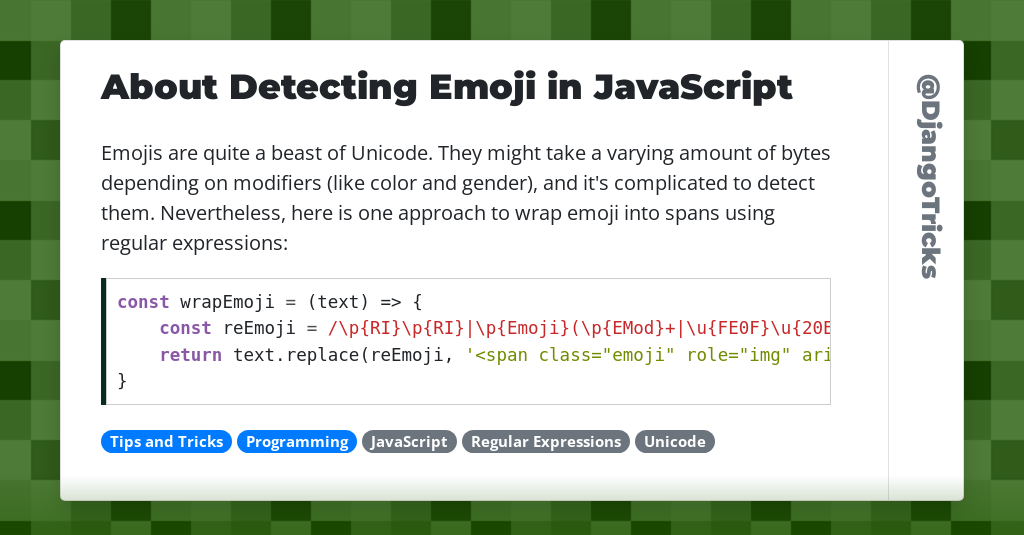 About Detecting Emoji In JavaScript DjangoTricks