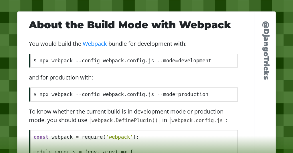 About the Build Mode with Webpack - DjangoTricks