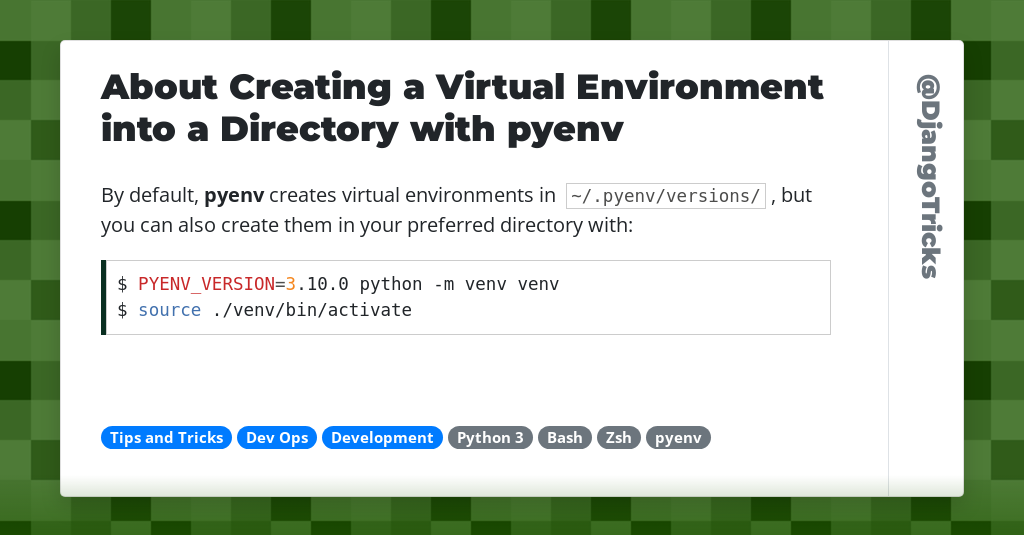 About Creating a Virtual Environment into a Directory with pyenv ...