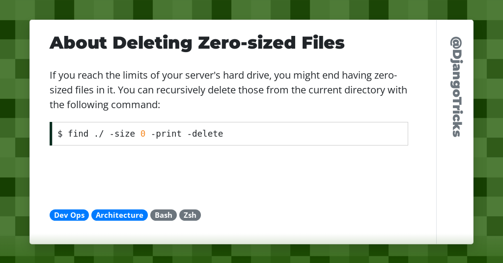 About Deleting Zero-sized Files - DjangoTricks