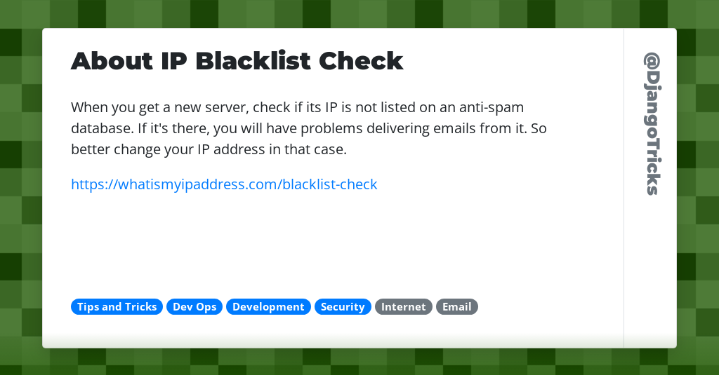 About IP Blacklist Check - DjangoTricks