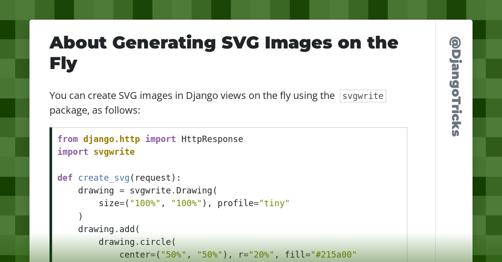 About Generating SVG Images on the Fly - DjangoTricks