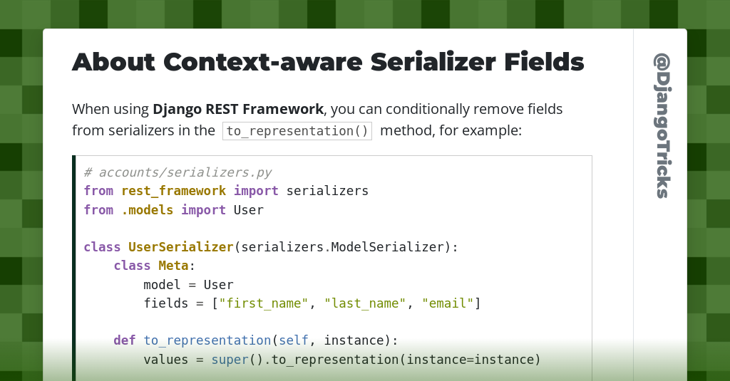 About Context-aware Serializer Fields - DjangoTricks