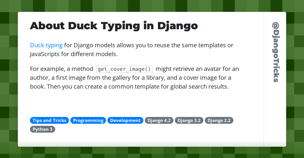 About Duck Typing in Django - DjangoTricks