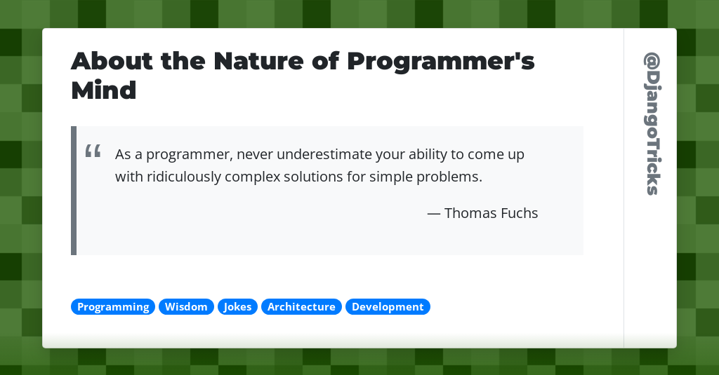 About the Nature of Programmer's Mind - DjangoTricks