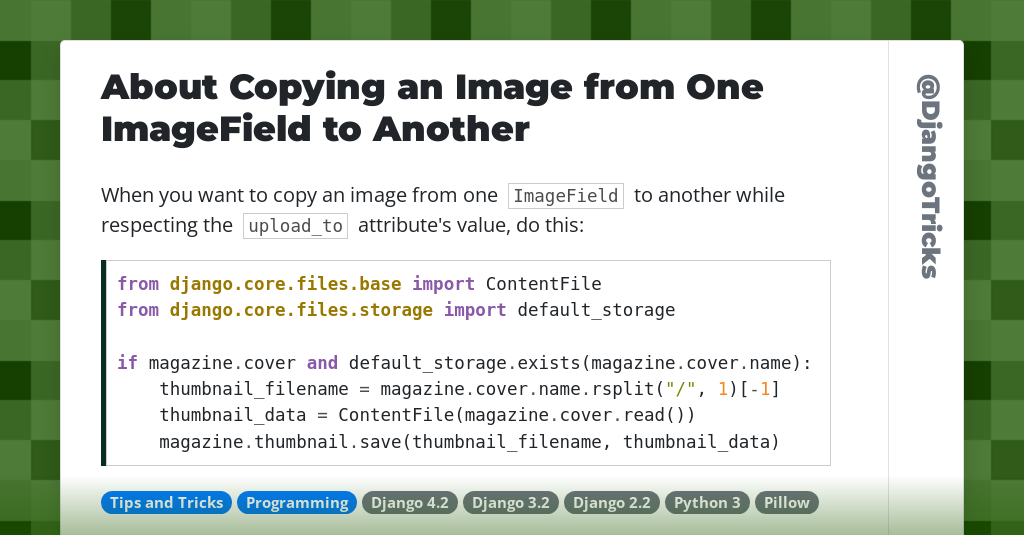 About Copying an Image from One ImageField to Another - DjangoTricks