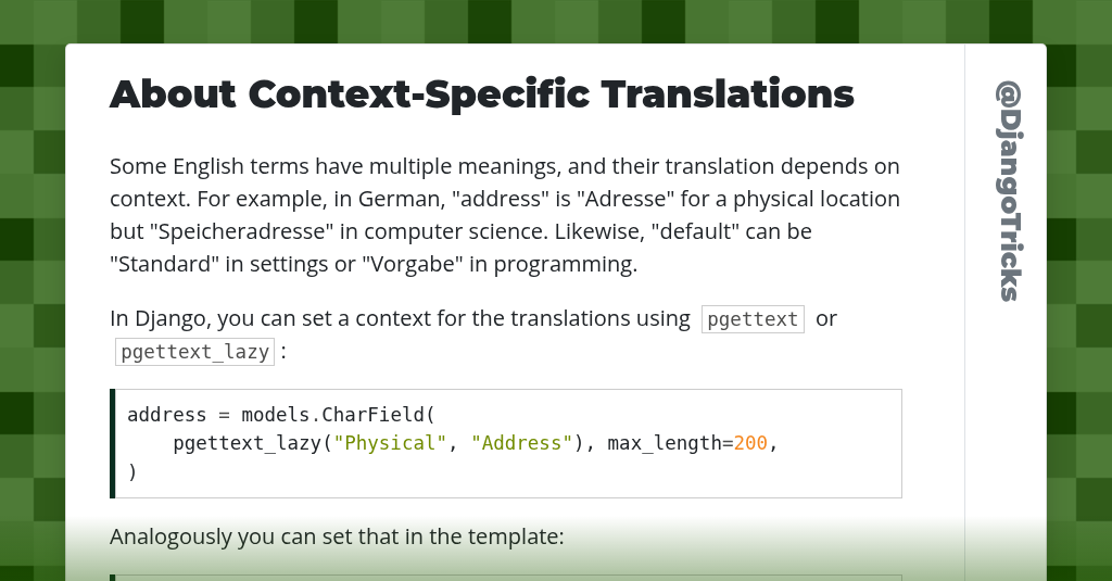 About Context-Specific Translations - DjangoTricks