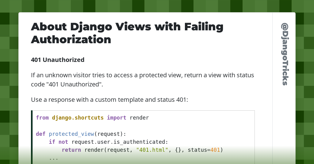 About Django Views with Failing Authorization - DjangoTricks
